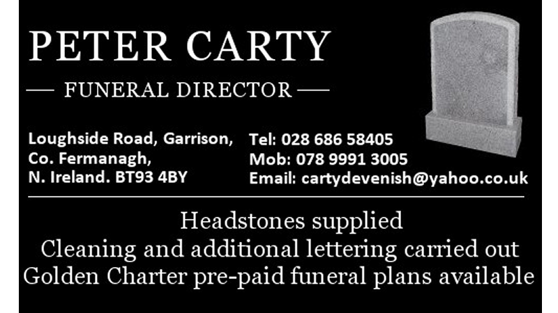 Peter Carty Funeral Director, Loughside Road, Garrison, Co. Fermanagh ...