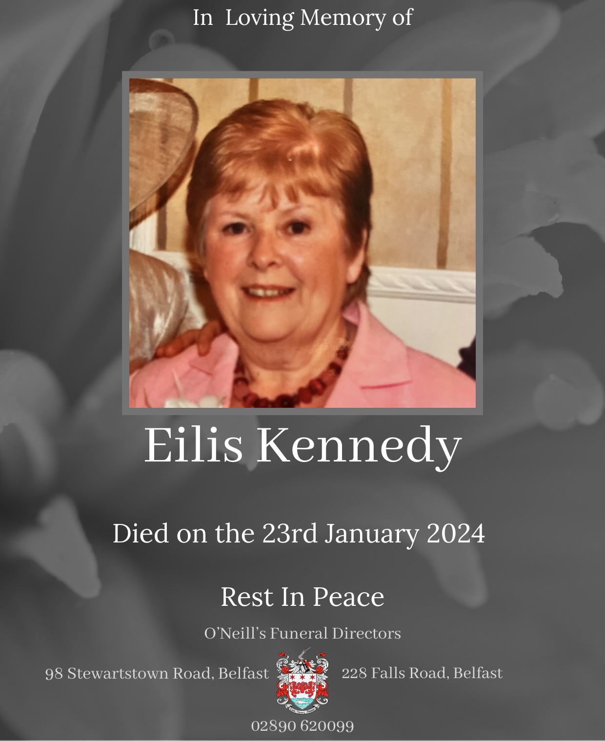 Death Notice of Eilis Kennedy (née Kelly) (Lisburn, Antrim) | rip.ie