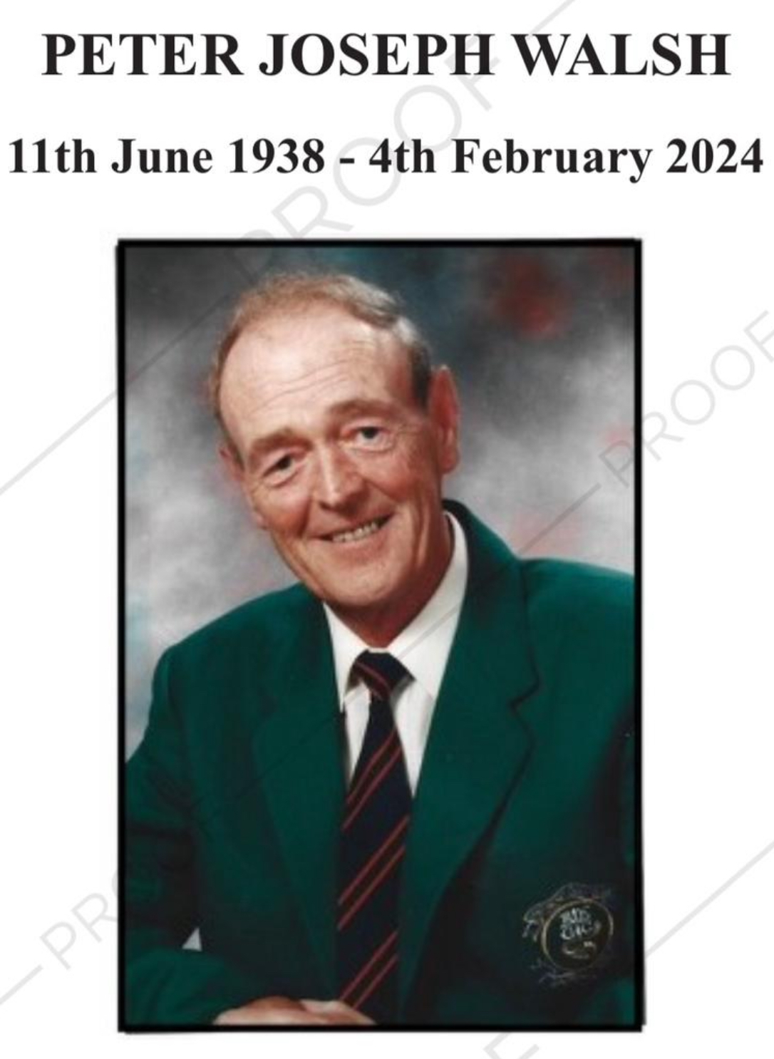 Death Notice of Peter Joseph Walsh (Kenmare, Kerry) | rip.ie